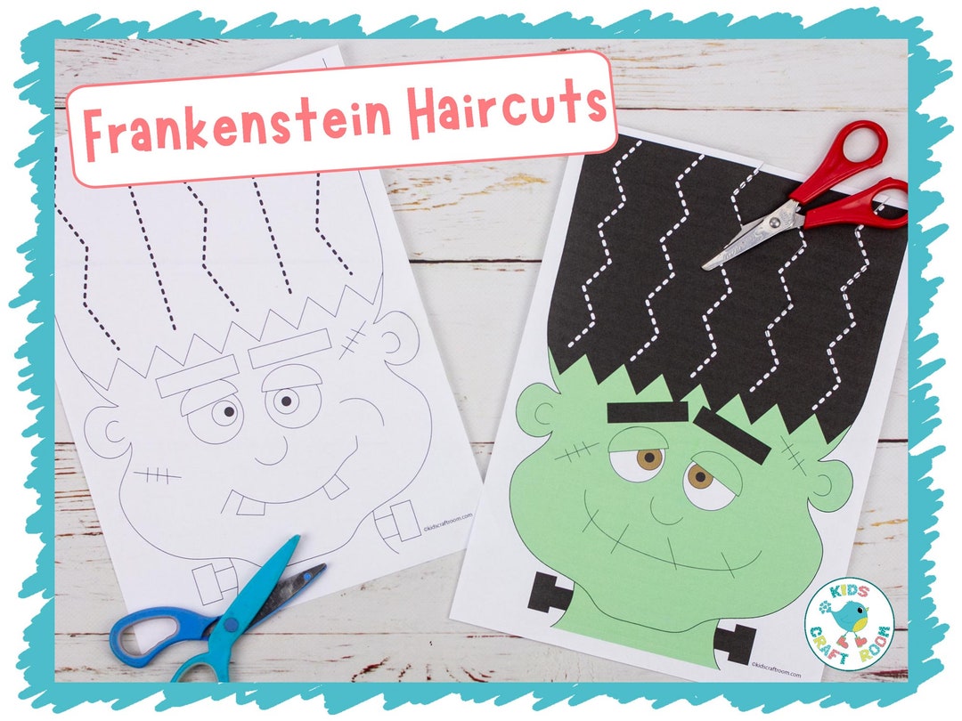 Halloween Scissor Skills - Frankenstein Haircut Worksheets - Etsy