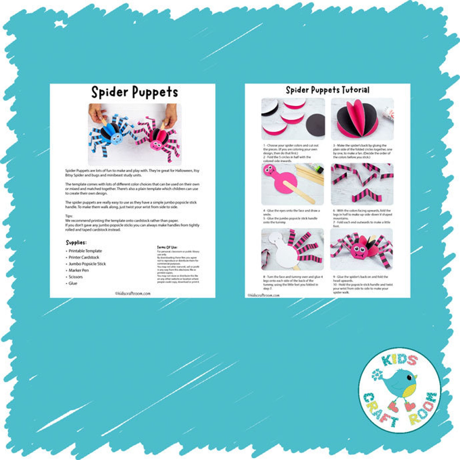 Spider Puppets: Printable Craft Template (digital Download) - Etsy
