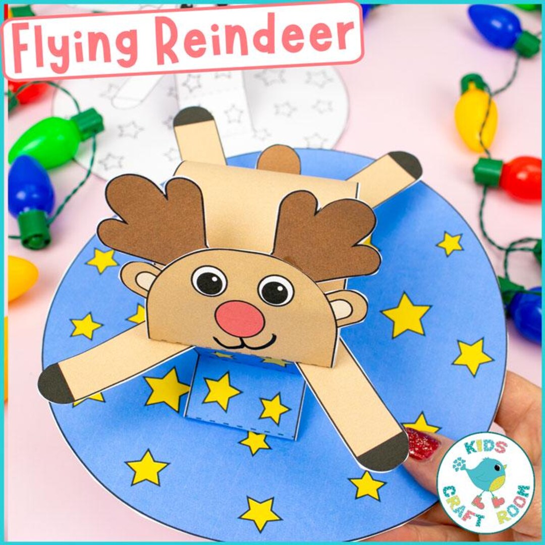 Flying Rudolf Reindeer Christmas Craft for Kids - Etsy