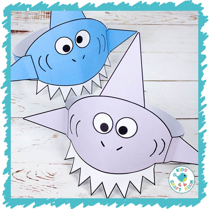 Shark Hats: Fun Printable Craft Template (digital Download) - Etsy