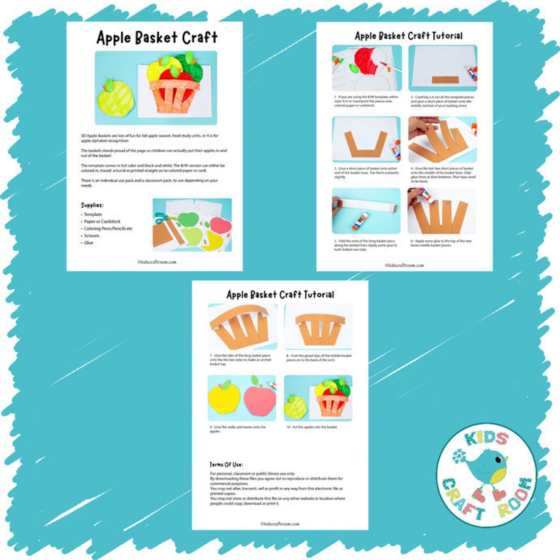 3D Apple Basket Craft for Kids - Etsy