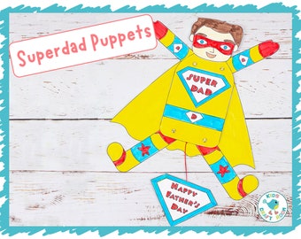 Super Dad Paper Puppets INSTANT DOWNLOAD Printable, Marionette Paper ...