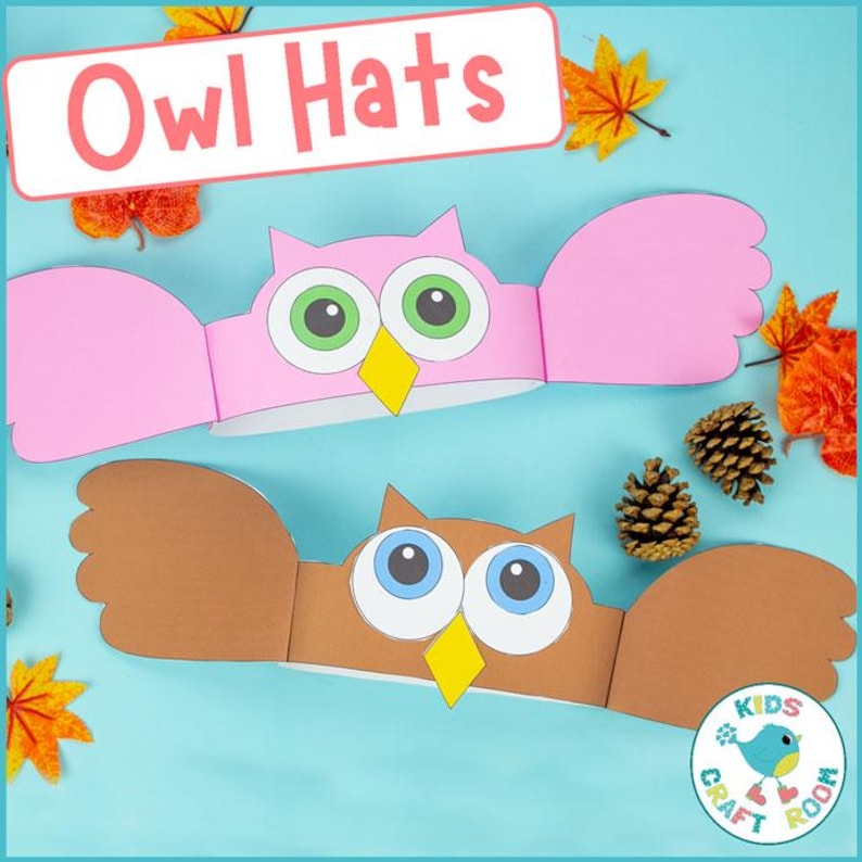 Owl Hat Craft: Kids Cut & Paste Activity (PDF Pattern) - Etsy