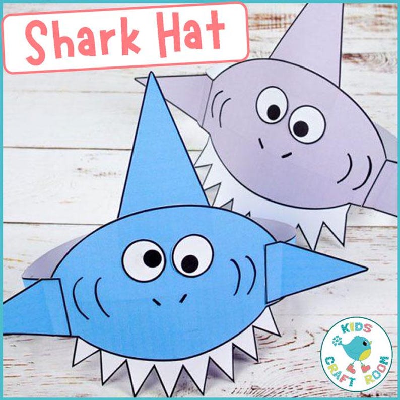 Shark Hats: Fun Printable Craft Template (digital Download) - Etsy