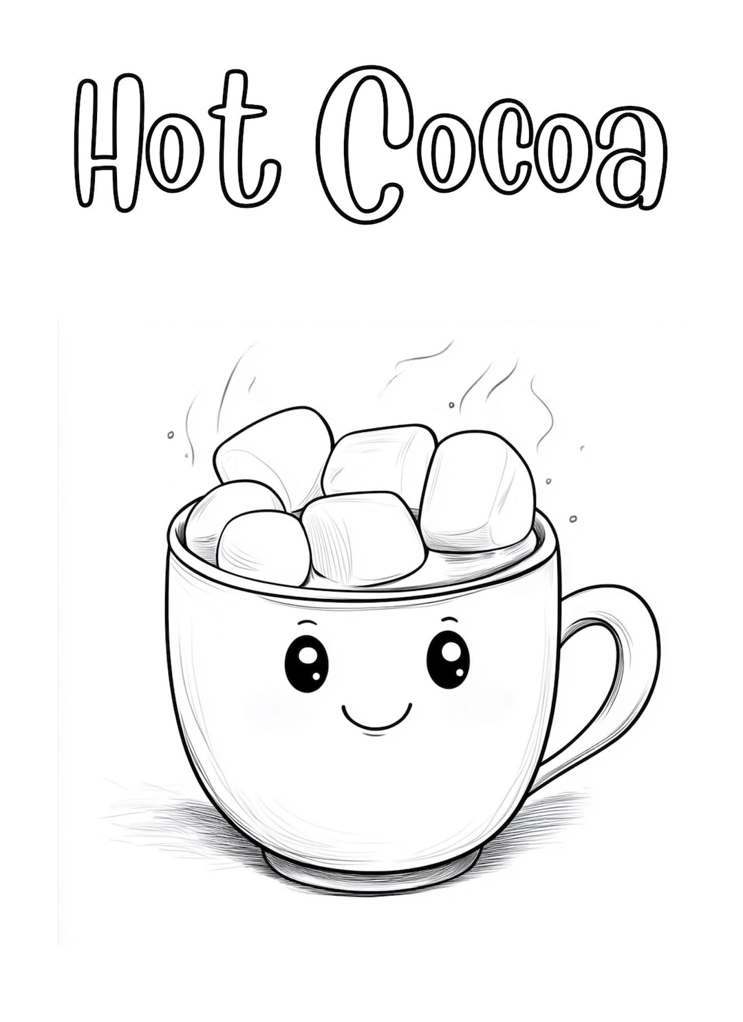 Hot Cocoa Coloring Page – Cozy Winter Fun - Etsy