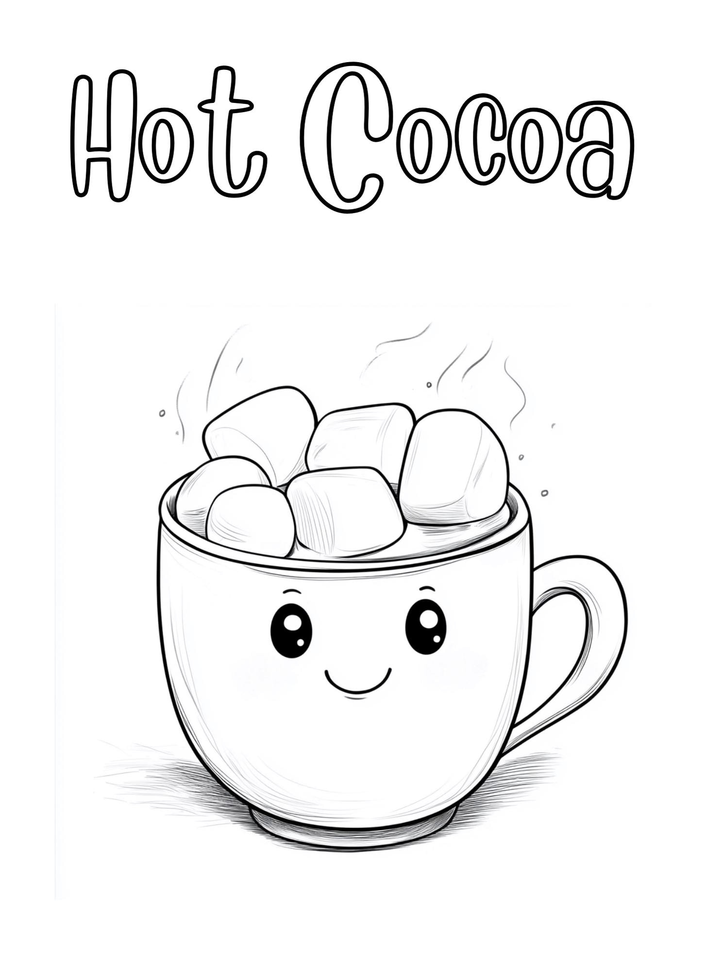 Hot Cocoa Coloring Page – Cozy Winter Fun - Etsy