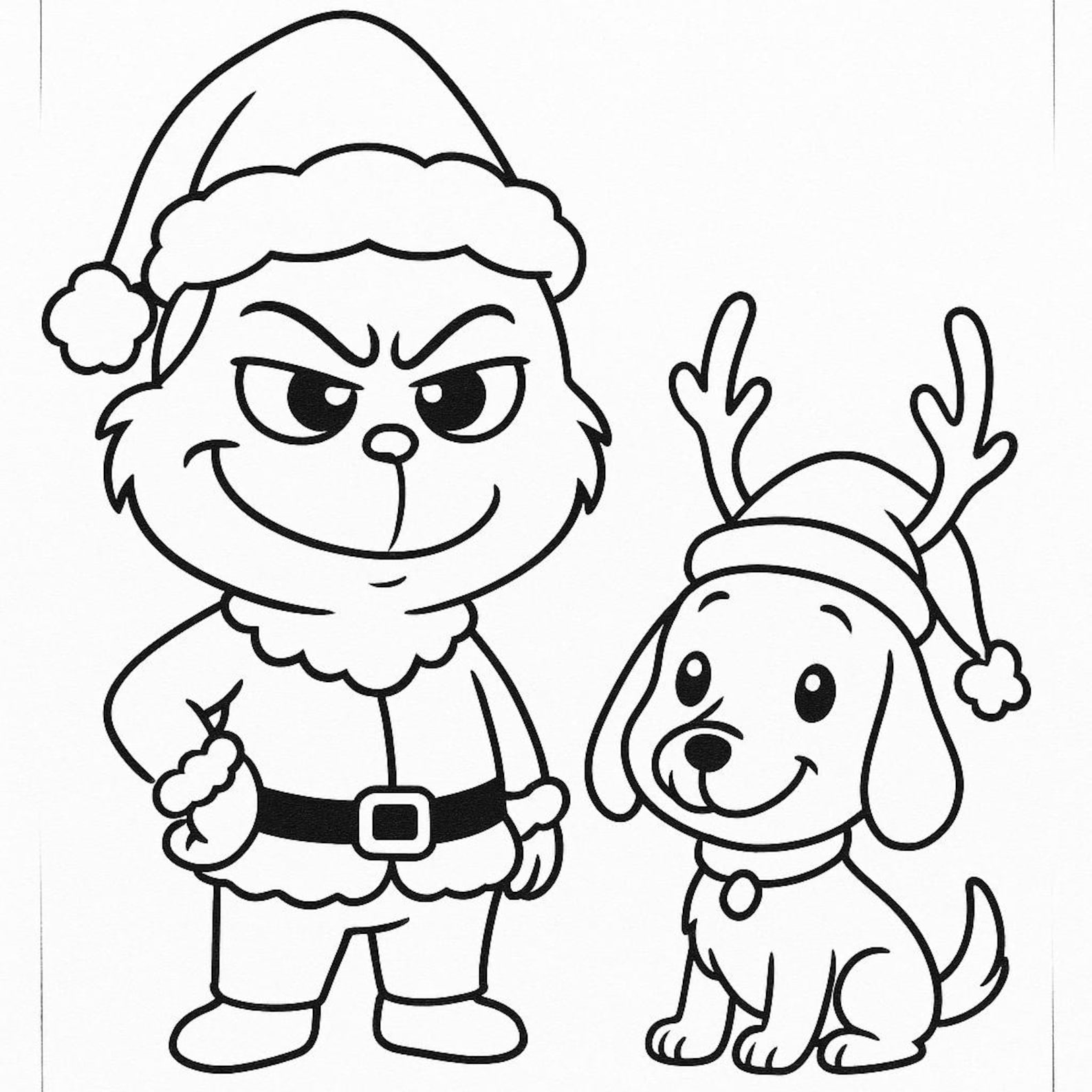 Grinch & Max–inspired Christmas Coloring Page | Printable Holiday ...