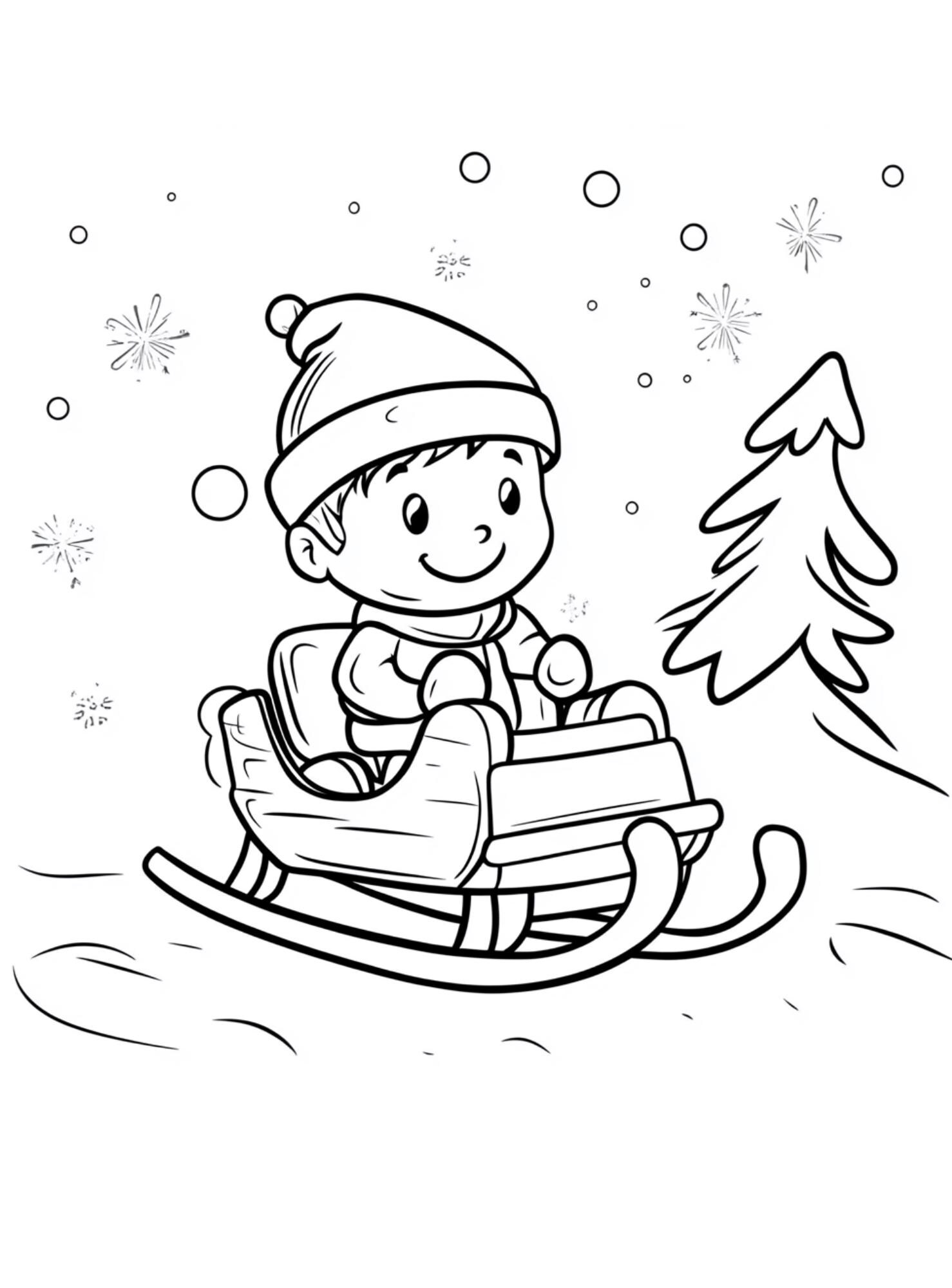 Sledding Coloring Page for Kids – Printable Winter Fun! - Etsy