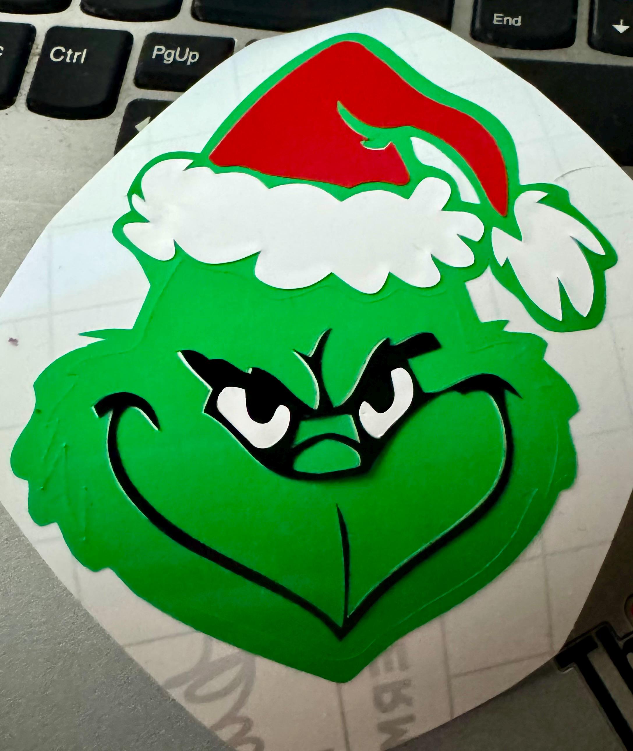 Whimsical Grinch Face Decal – Holiday Sticker for Christmas Decor ...