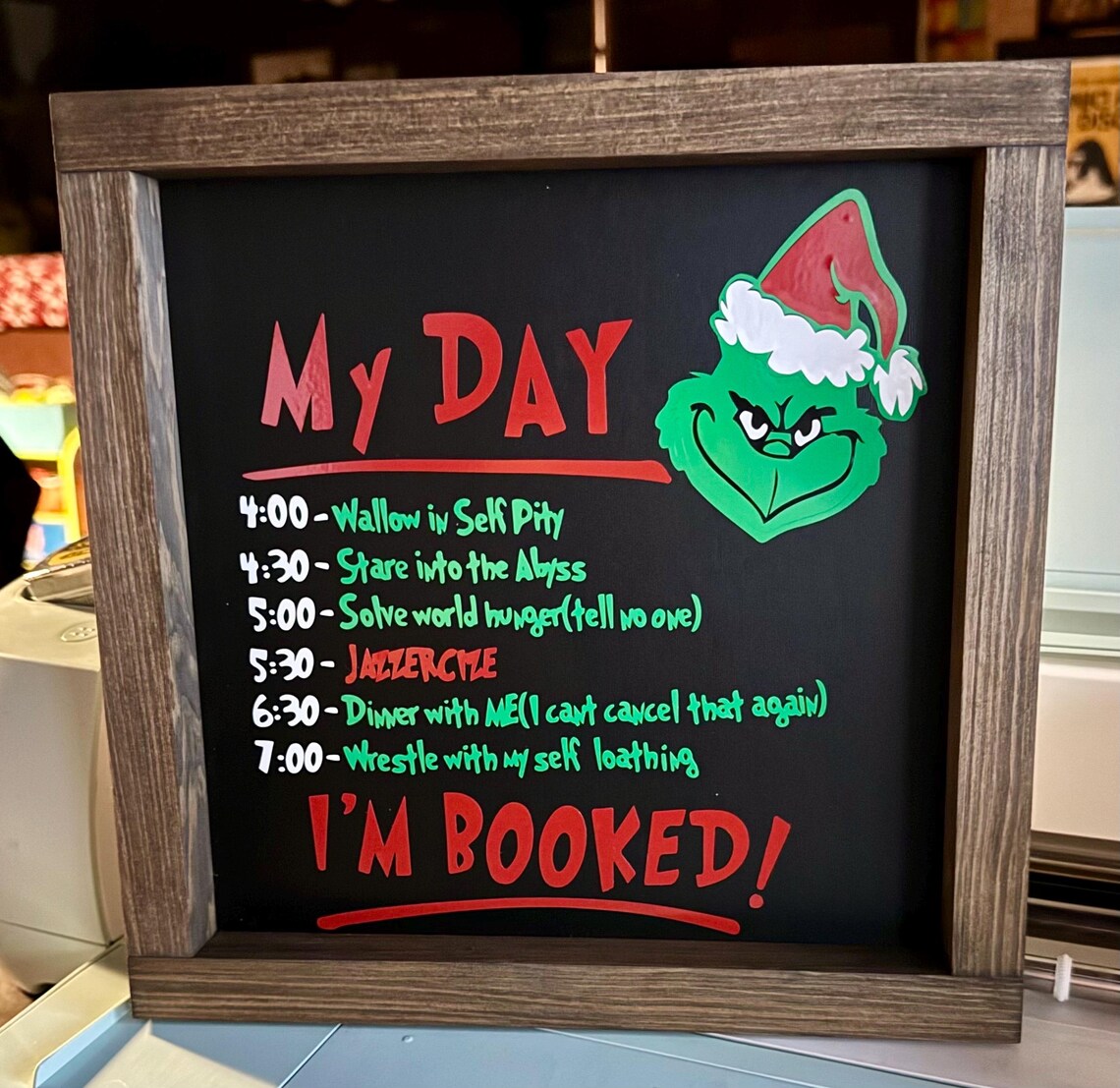 Grinch Schedule Decor - Funny Christmas Countdown Sign - Holiday Wall ...