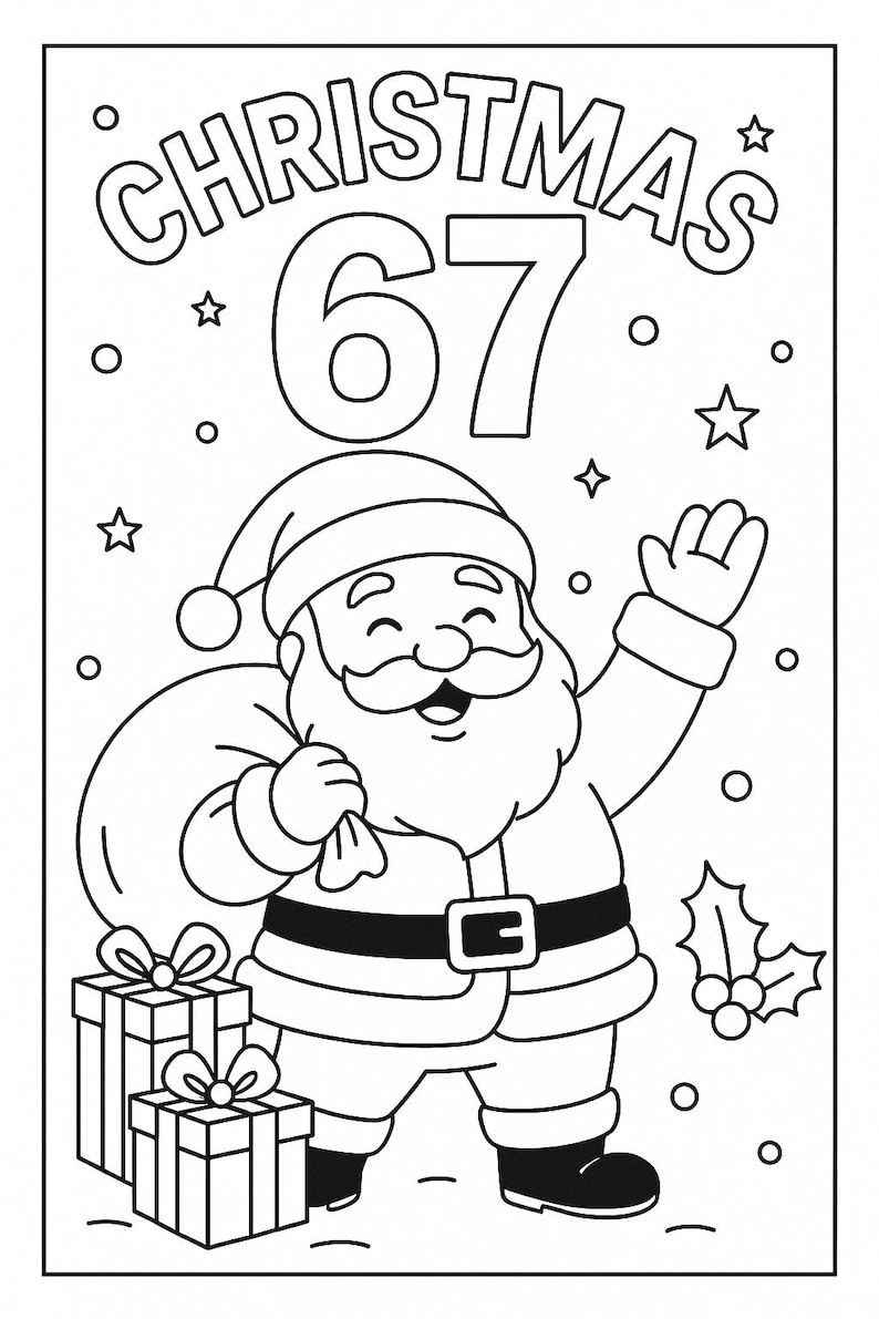 Christmas 67 Coloring Page | Santa Coloring Sheet | Instant Download ...