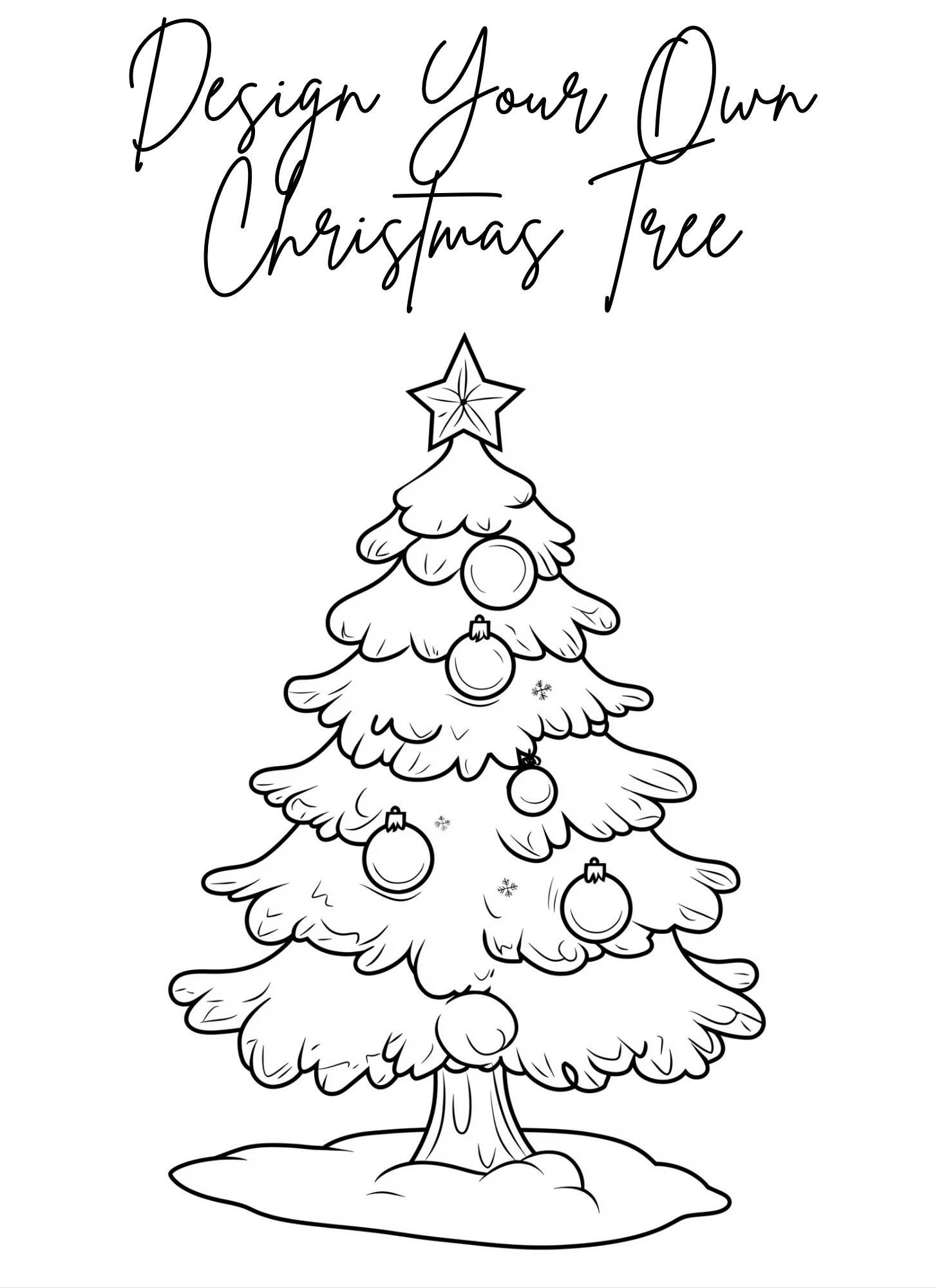 Christmas Tree Coloring Page - Printable Digital Holiday Art for Kids ...