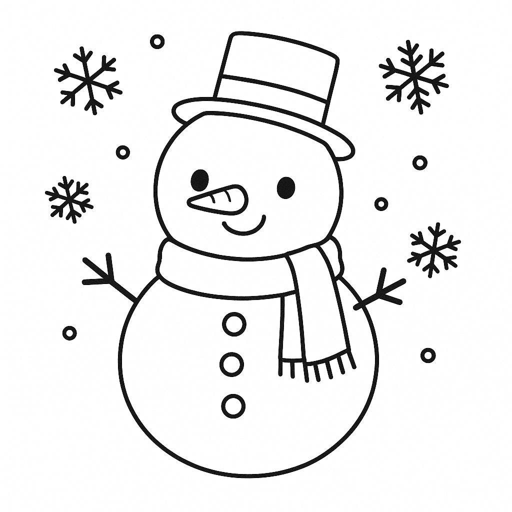 Snowman Coloring Page – Printable Winter Activity for Kids - Etsy