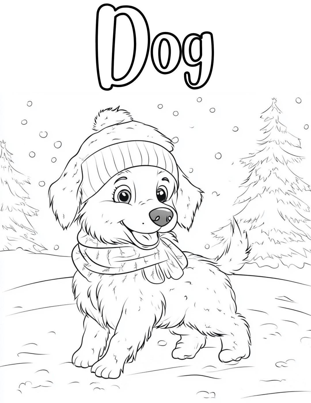 Cozy Winter Pup Coloring Sheet - Instant Download - Etsy