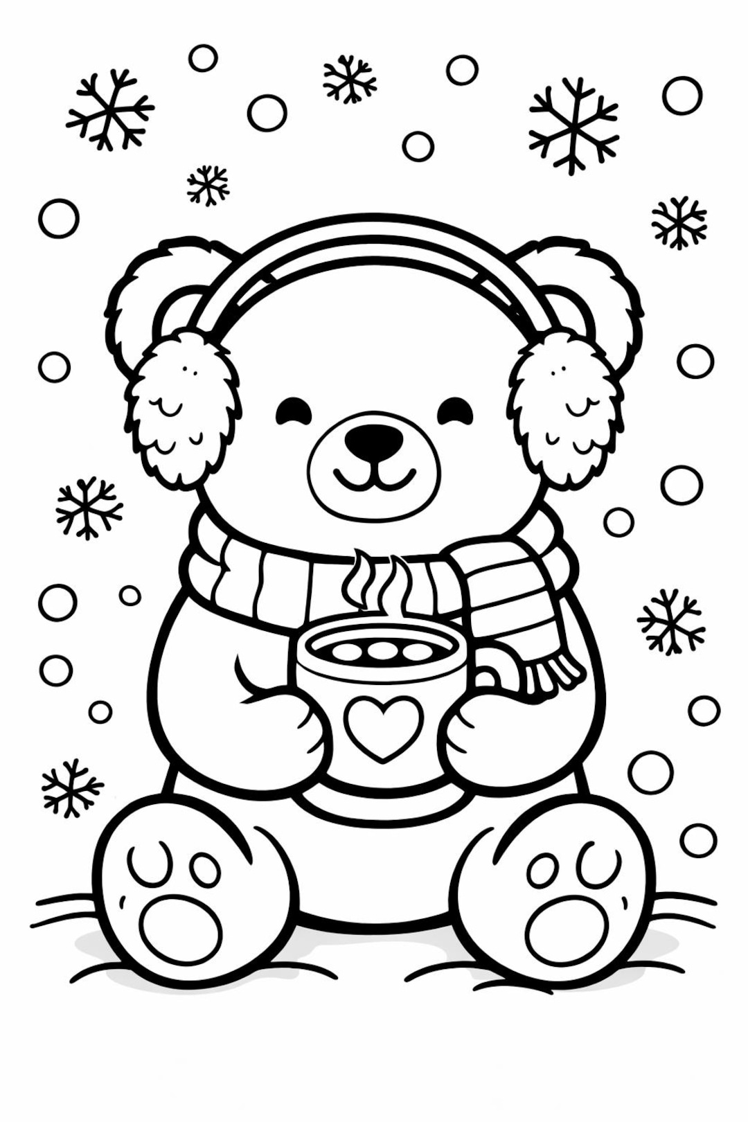Teddy Bear Winter Coloring Page | Cute Winter Activity for Kids ...