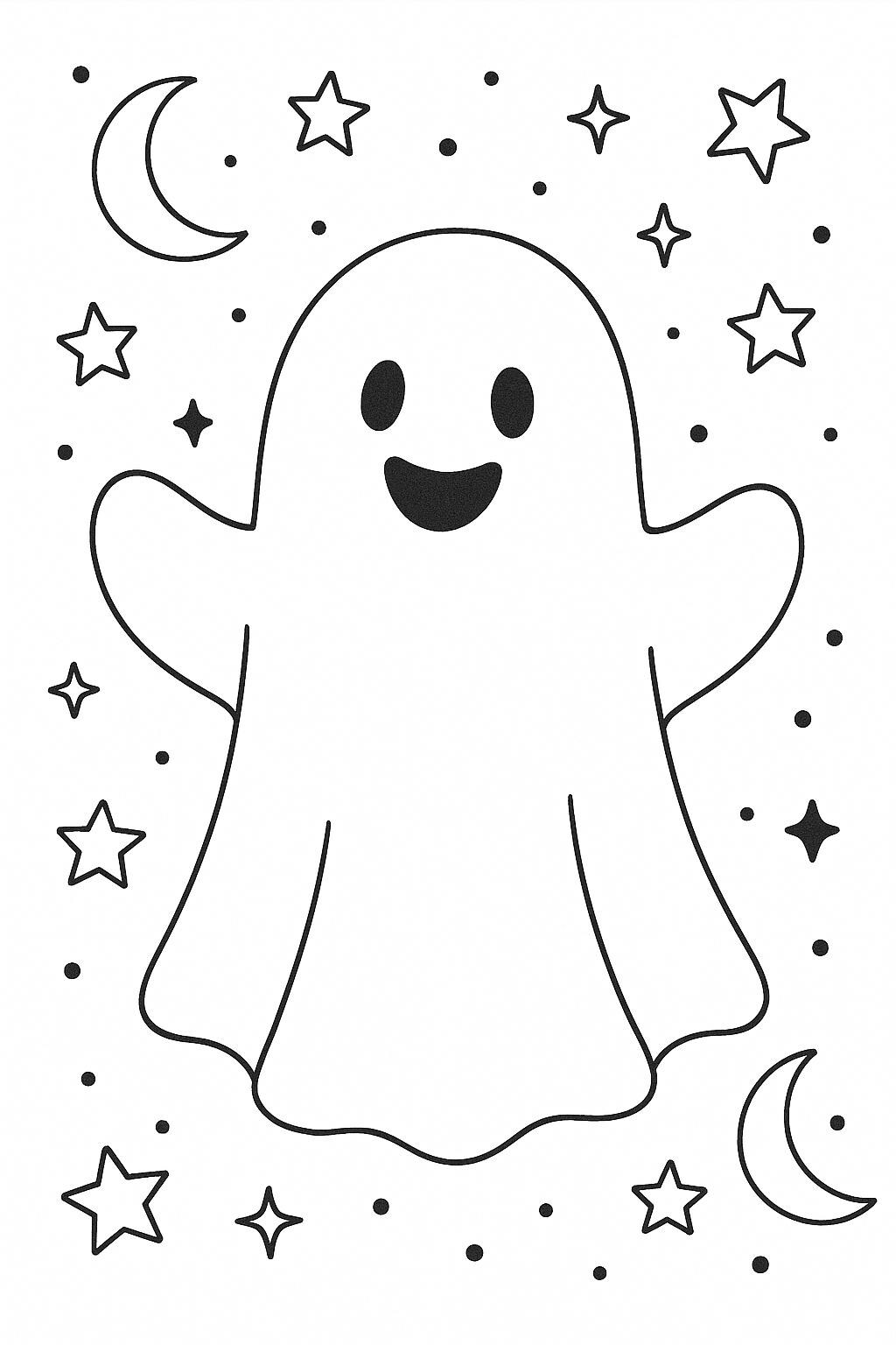 Cute Ghost Coloring Page | Halloween Coloring Sheet for Kids ...