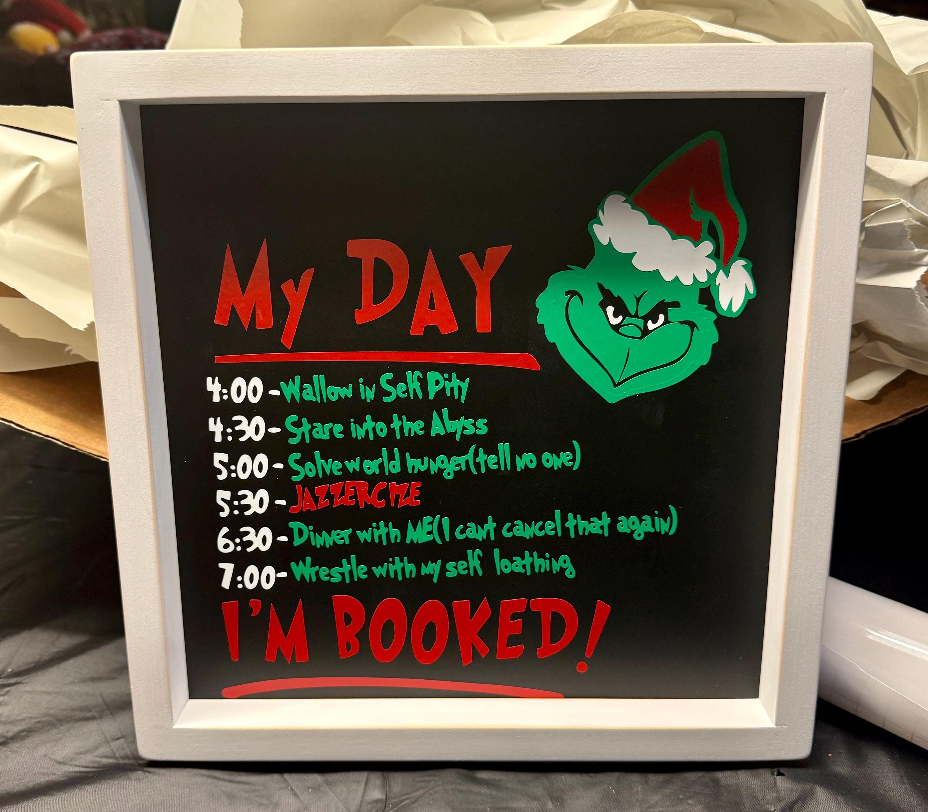 Grinch Schedule Decor - Funny Christmas Countdown Sign - Holiday Wall ...