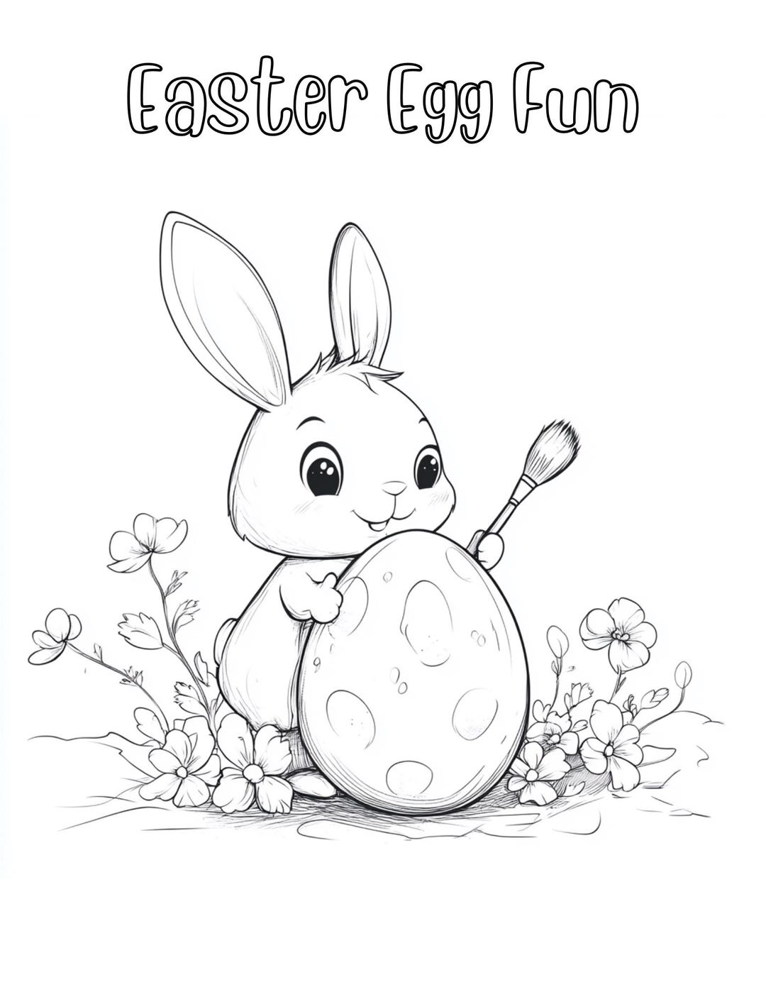 Bunny With Easter Egg Coloring Page – Printable Easter Activity for ...