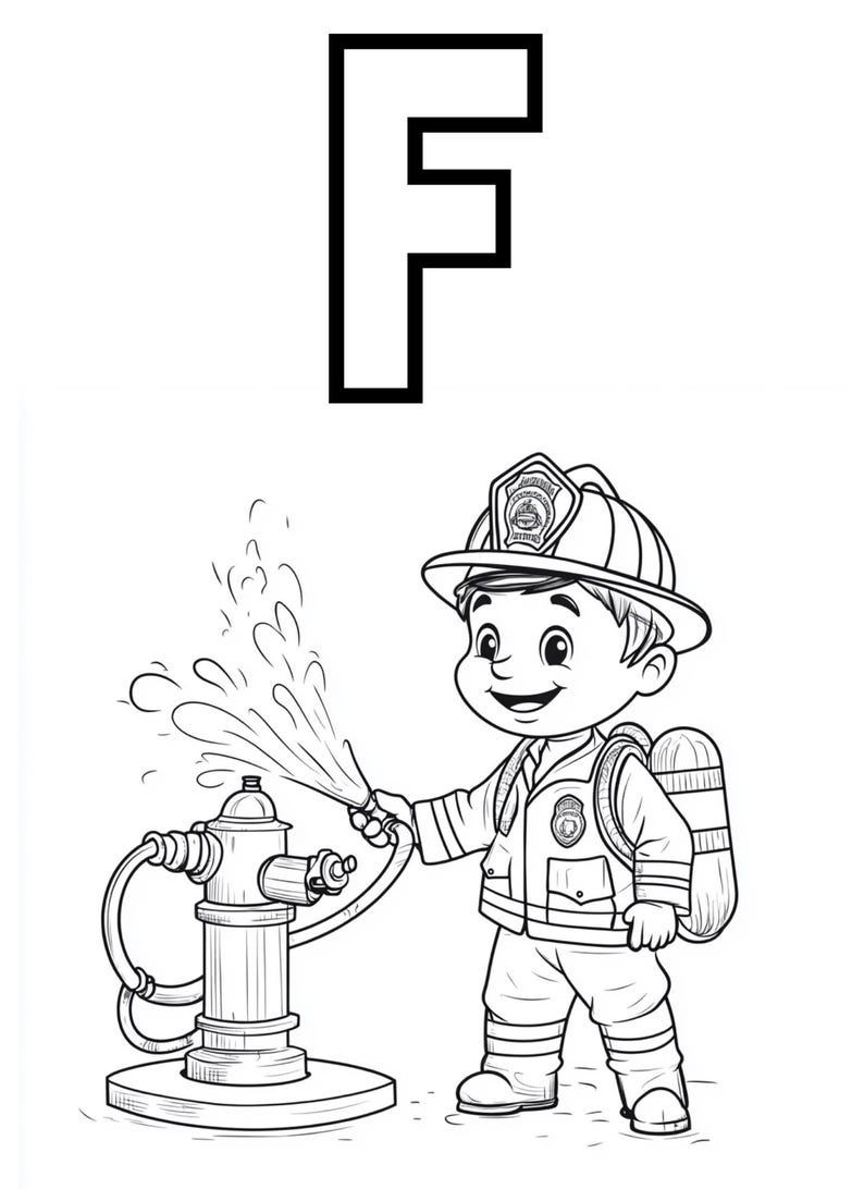 Brave Firefighter Coloring Page | Printable Heroic Rescue Art for Kids ...