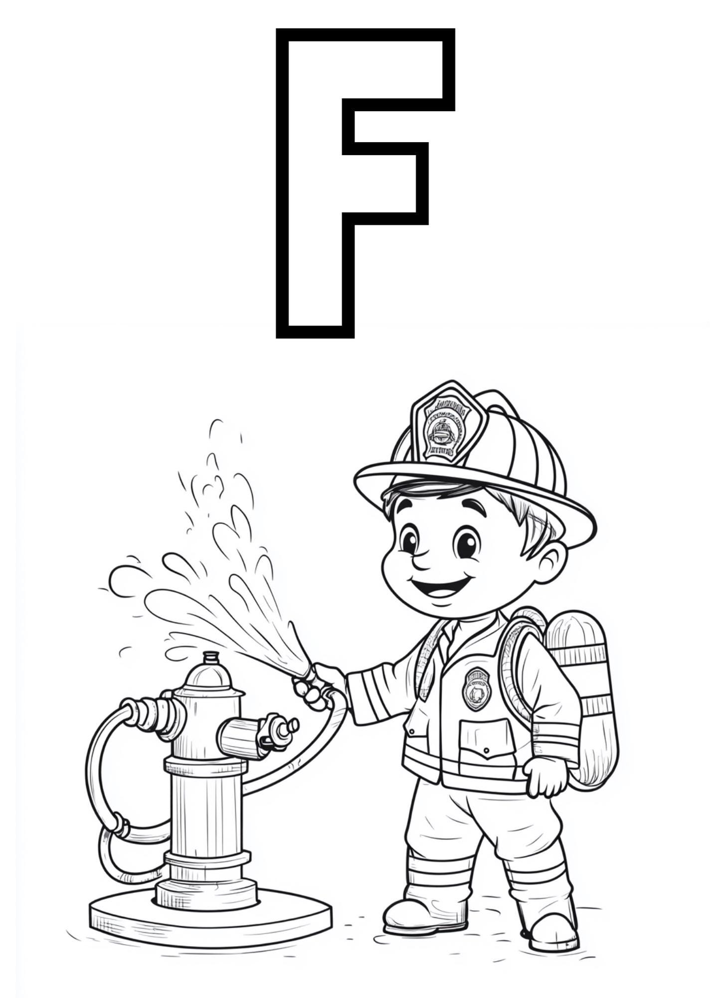 Brave Firefighter Coloring Page | Printable Heroic Rescue Art for Kids ...