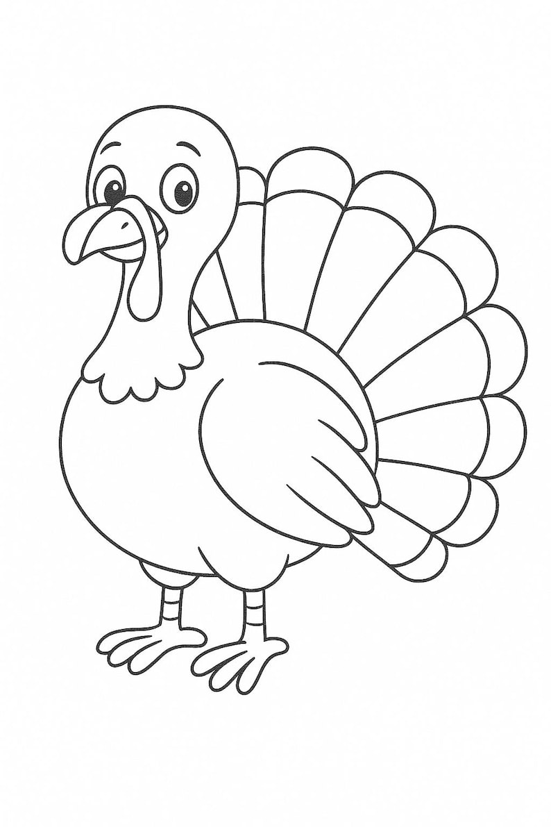 Cute Turkey Coloring Page | Thanksgiving Coloring Sheet | Fall Activity ...