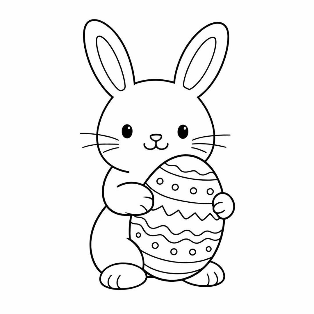 Bunny Easter Egg Coloring Page – Printable Easter Activity for Kids - Etsy