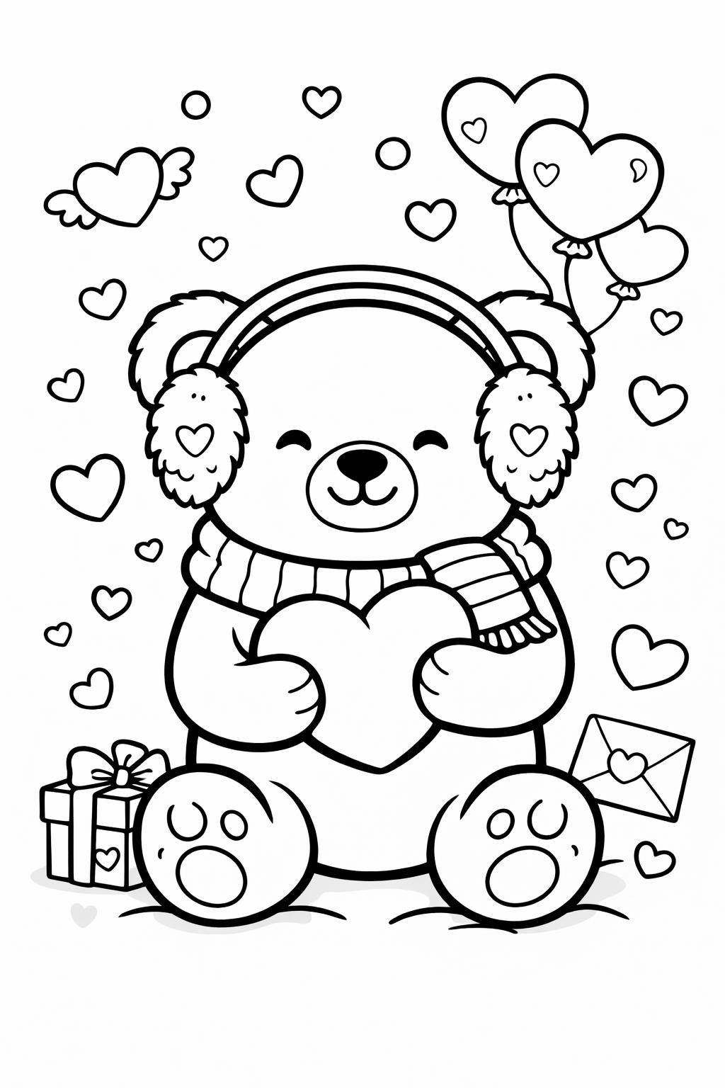 Teddy Bear Valentine’s Day Coloring Page | Cute Valentine Coloring ...