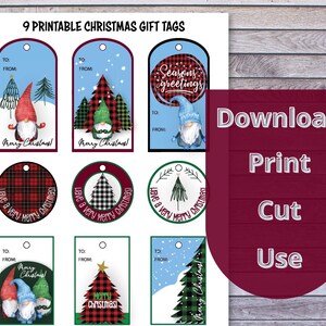 Christmas Gift Tags | Holiday Gnomes Gift Tags | Instant Download ...