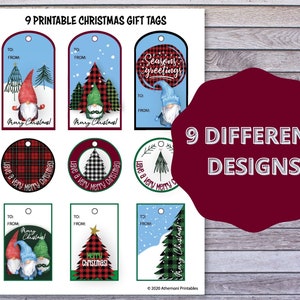Christmas Gift Tags Holiday Gnomes Gift Tags Instant Download ...