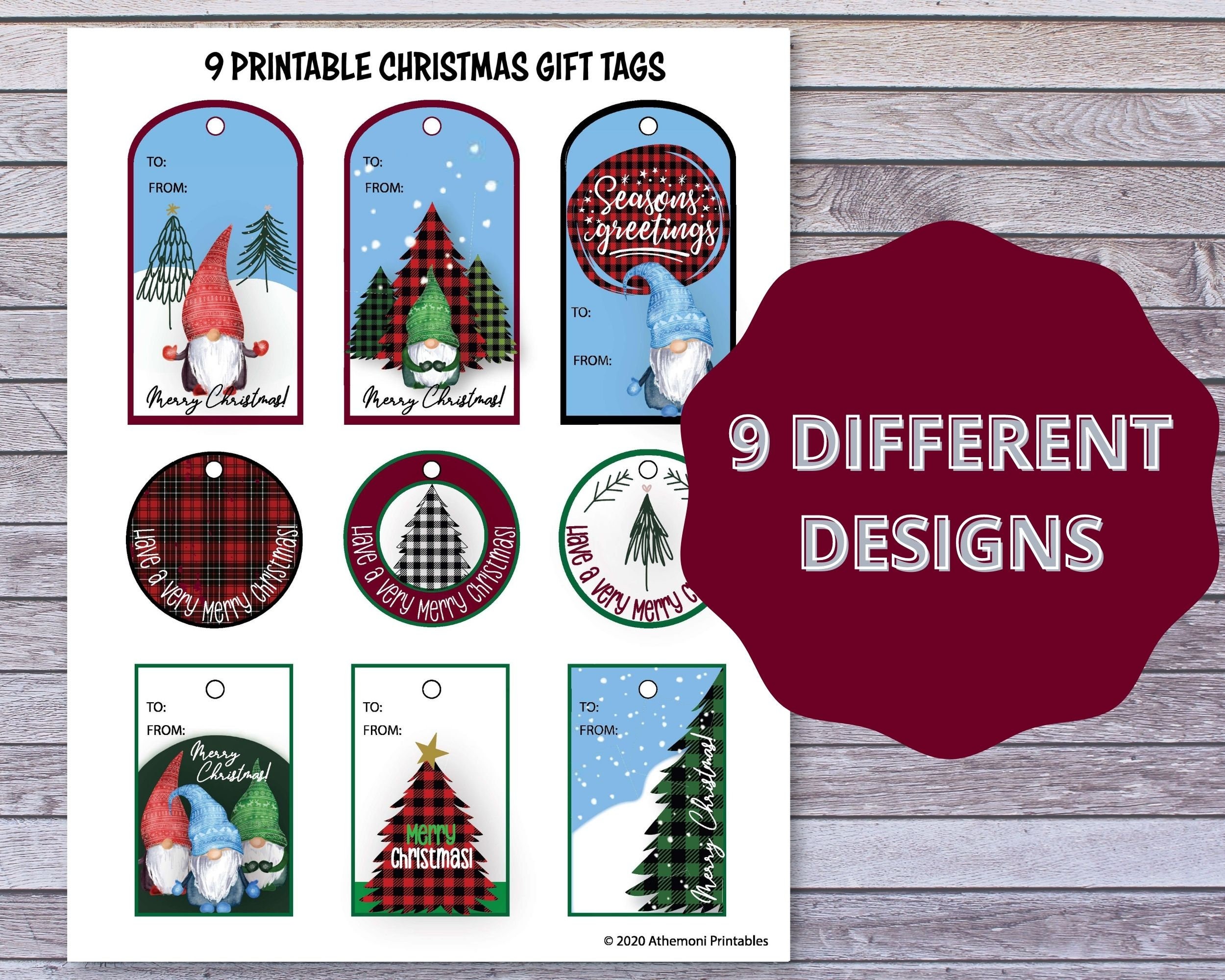Christmas Gift Tags | Holiday Gnomes Gift Tags | Instant Download ...
