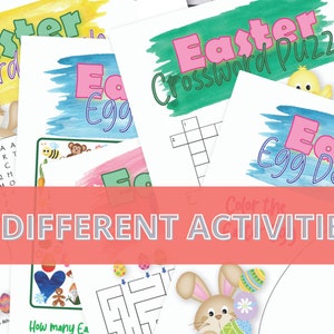 EASTER GAMES for Kids Printable Maze Egg Coloring Word Search Egg Hunt ...