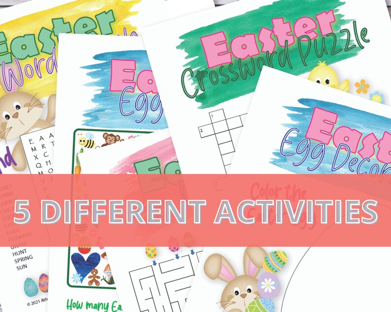 EASTER GAMES for Kids Printable Maze Egg Coloring Word Search Egg Hunt ...