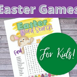 EASTER GAMES for Kids Printable Maze Egg Coloring Word Search Egg Hunt ...