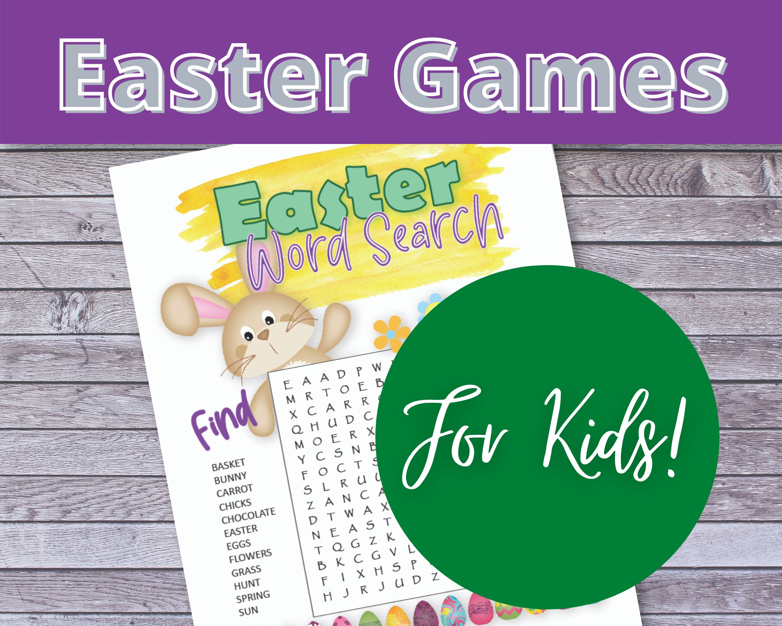 EASTER GAMES for Kids Printable Maze Egg Coloring Word Search Egg Hunt ...