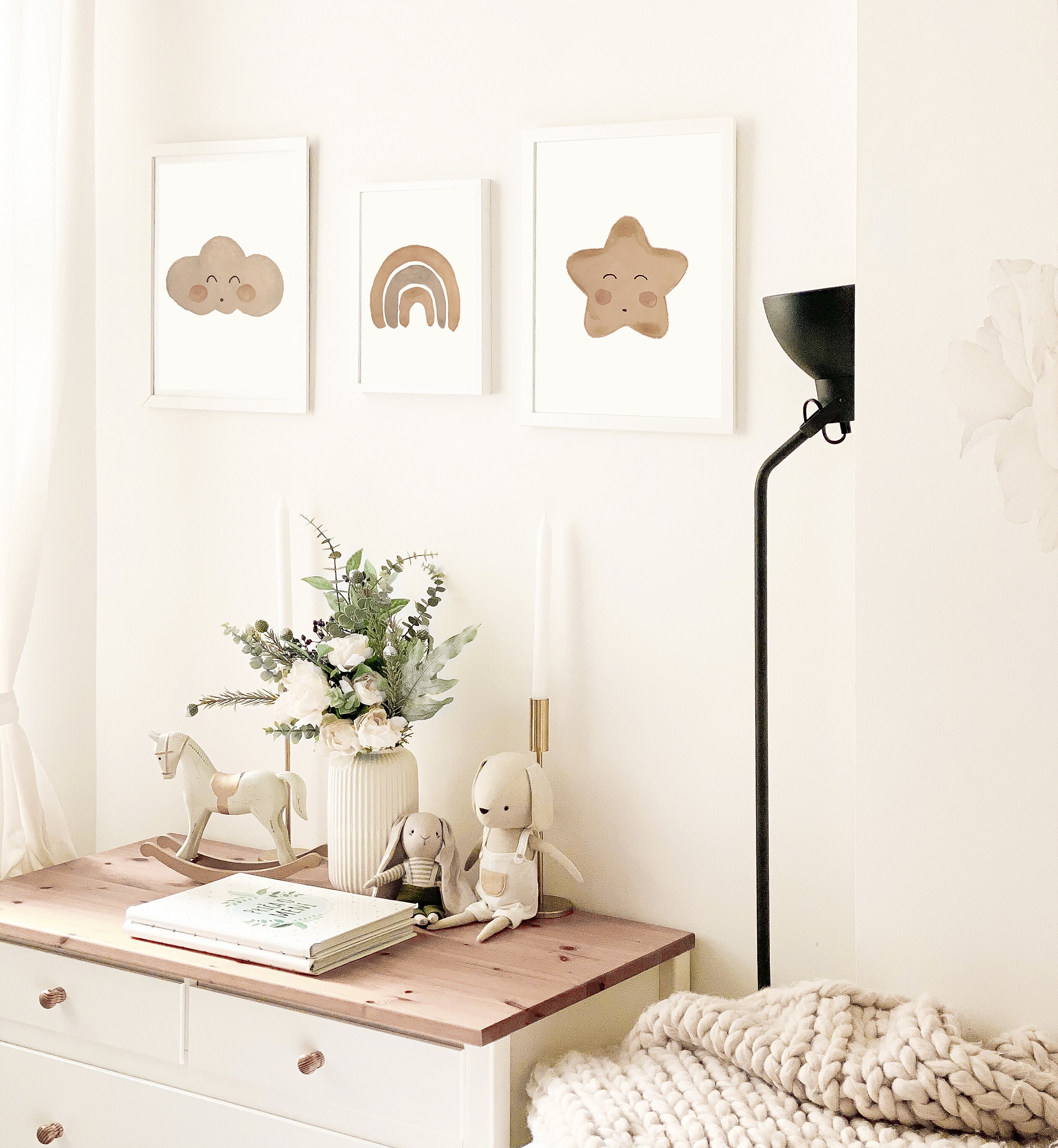 Neutral Rainbow Nursery Printable Art | Boho Wall Decor | Baby Girl ...