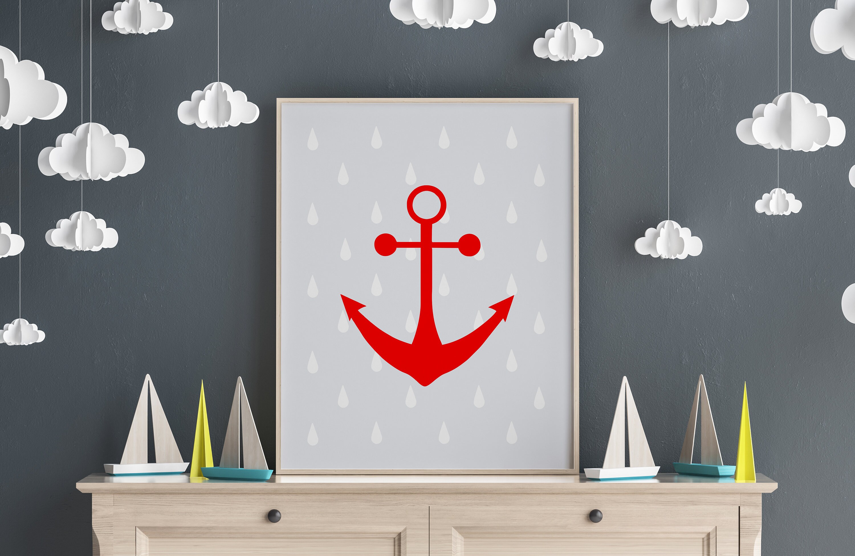 Nautical Nursery Decor | Anchor Art Print | Kids Bathroom Decor | Ocean ...