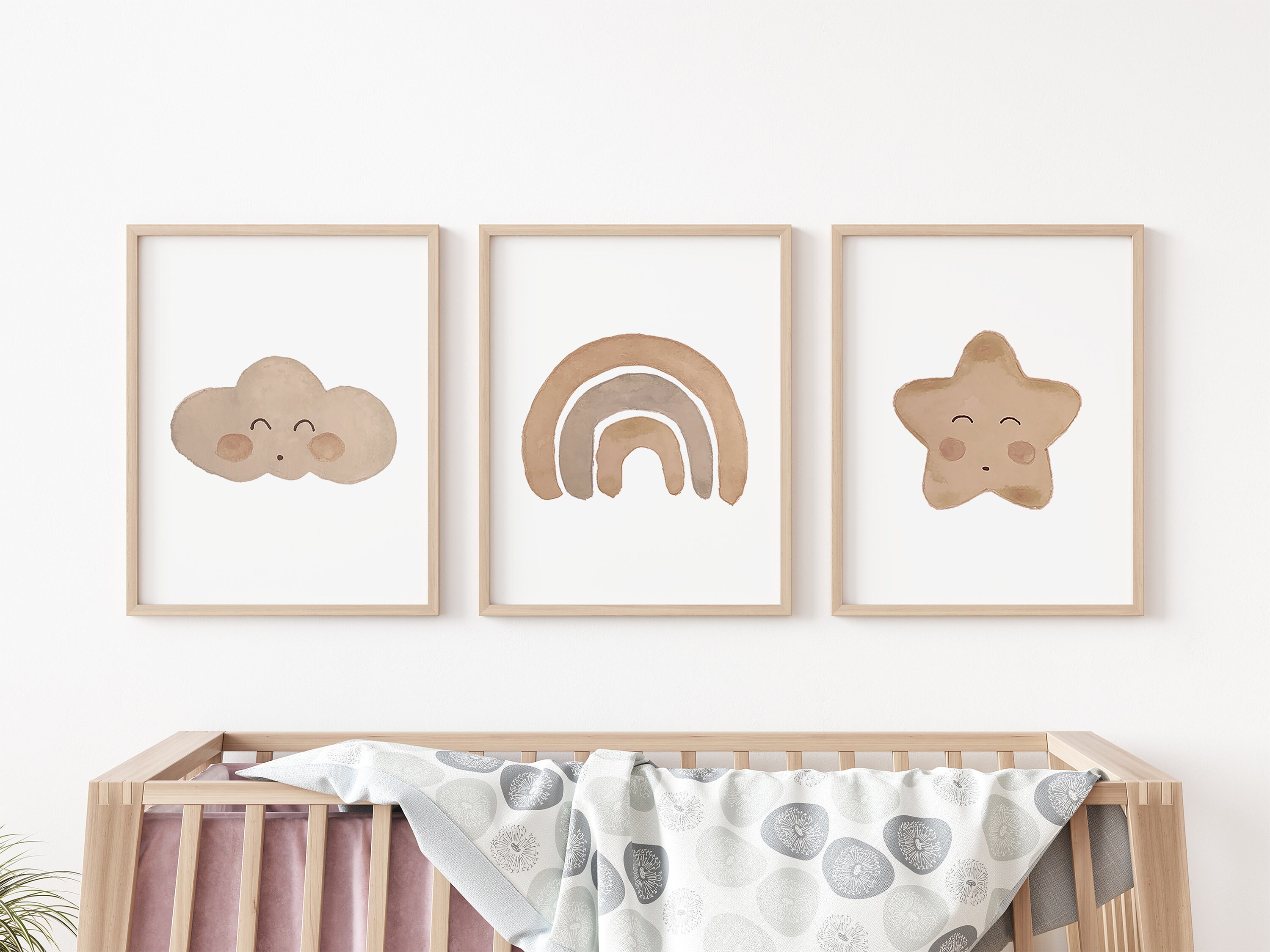 Neutral Rainbow Nursery Printable Art | Boho Wall Decor | Baby Girl ...