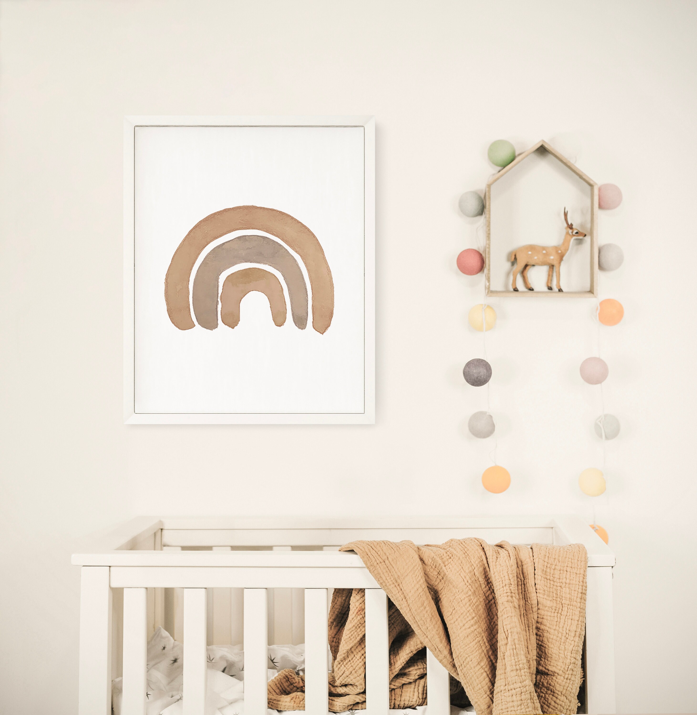 Neutral Rainbow Nursery Printable Art | Boho Wall Decor | Baby Girl ...