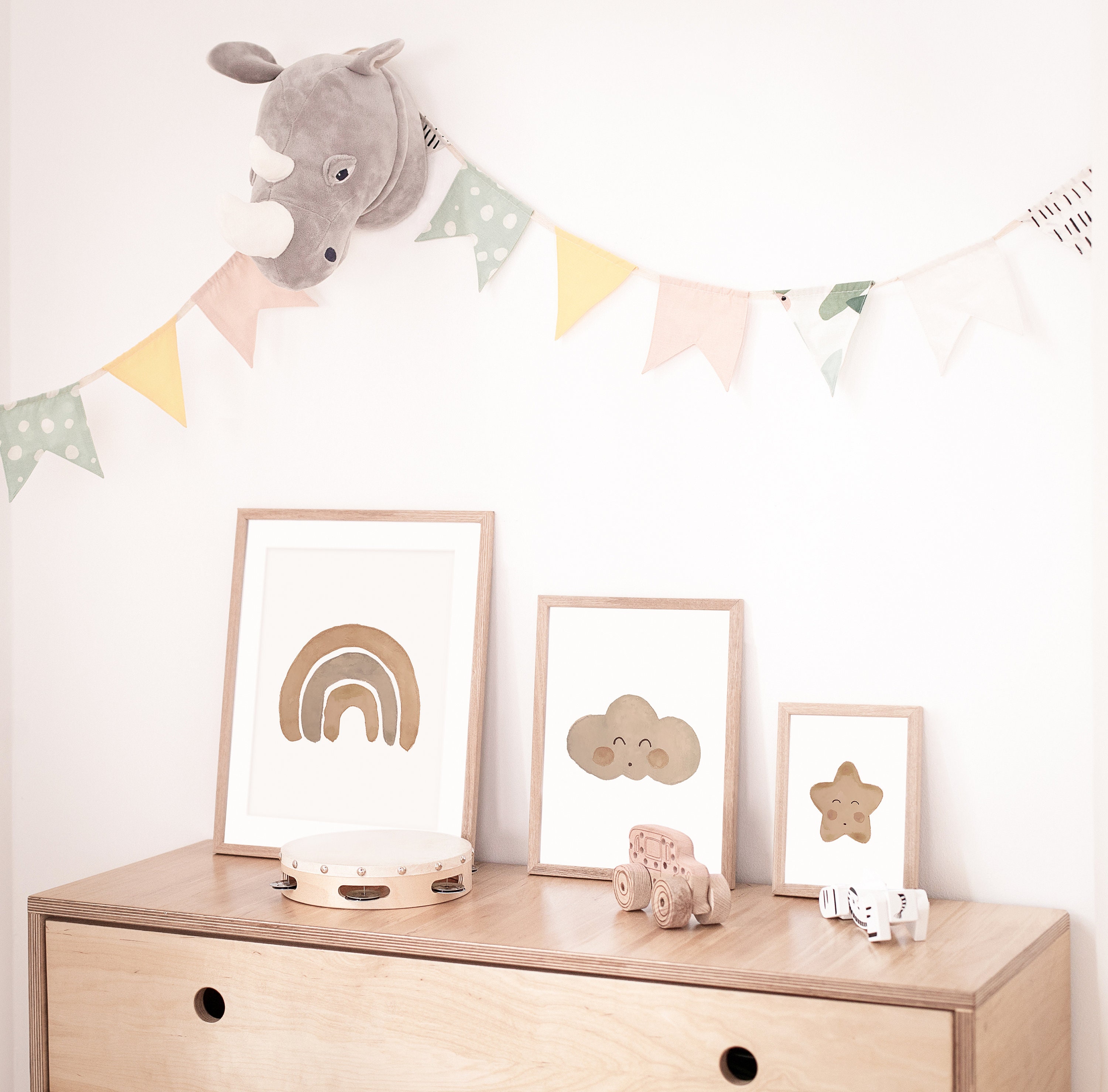 Neutral Rainbow Nursery Printable Art | Boho Wall Decor | Baby Girl ...