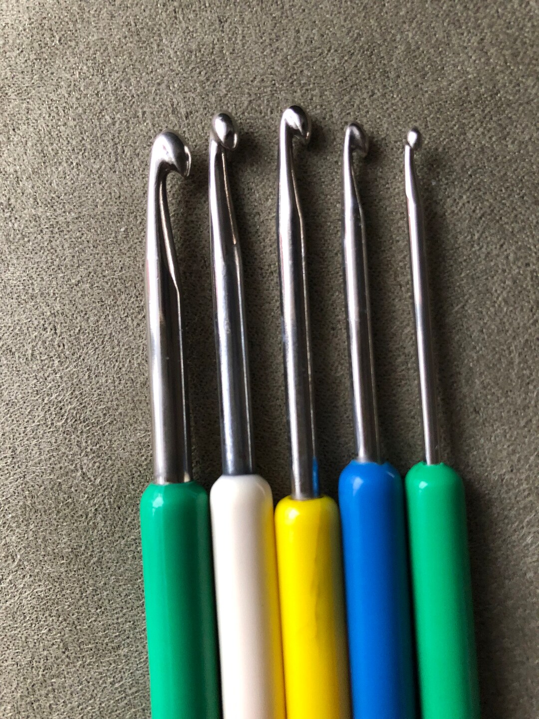 Vintage INOX Brand Crochet Hooks, Multiple Sizes, Plastic Handles and ...