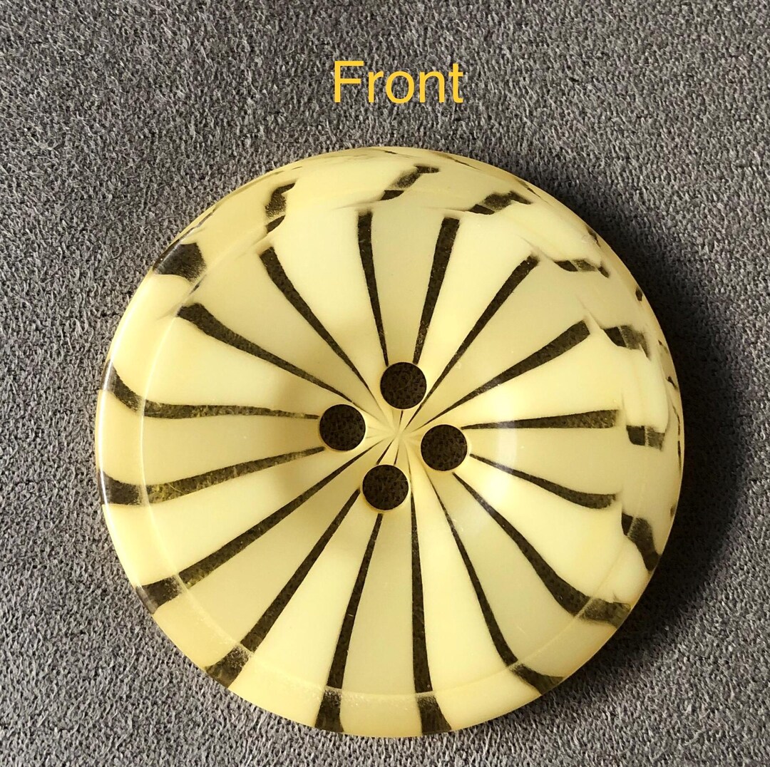 Large Vintage Accent Button, 45 Mm Diameter, Yellow, 4-hole Round ...