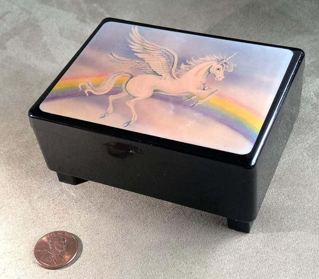 Unicorn Wind up Music Box, 1980 Vintage Jewelry or Trinket Box With ...