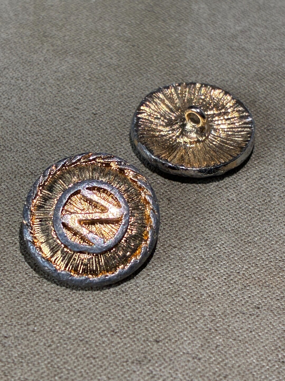 Vintage Brass-tone Pigeon Eye Buttons | Sunburst Z Motif, Set of 6 - Etsy