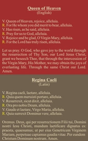 Regina Caeli Latin/english Queen of Heaven Prayer Card Glossy - Etsy UK