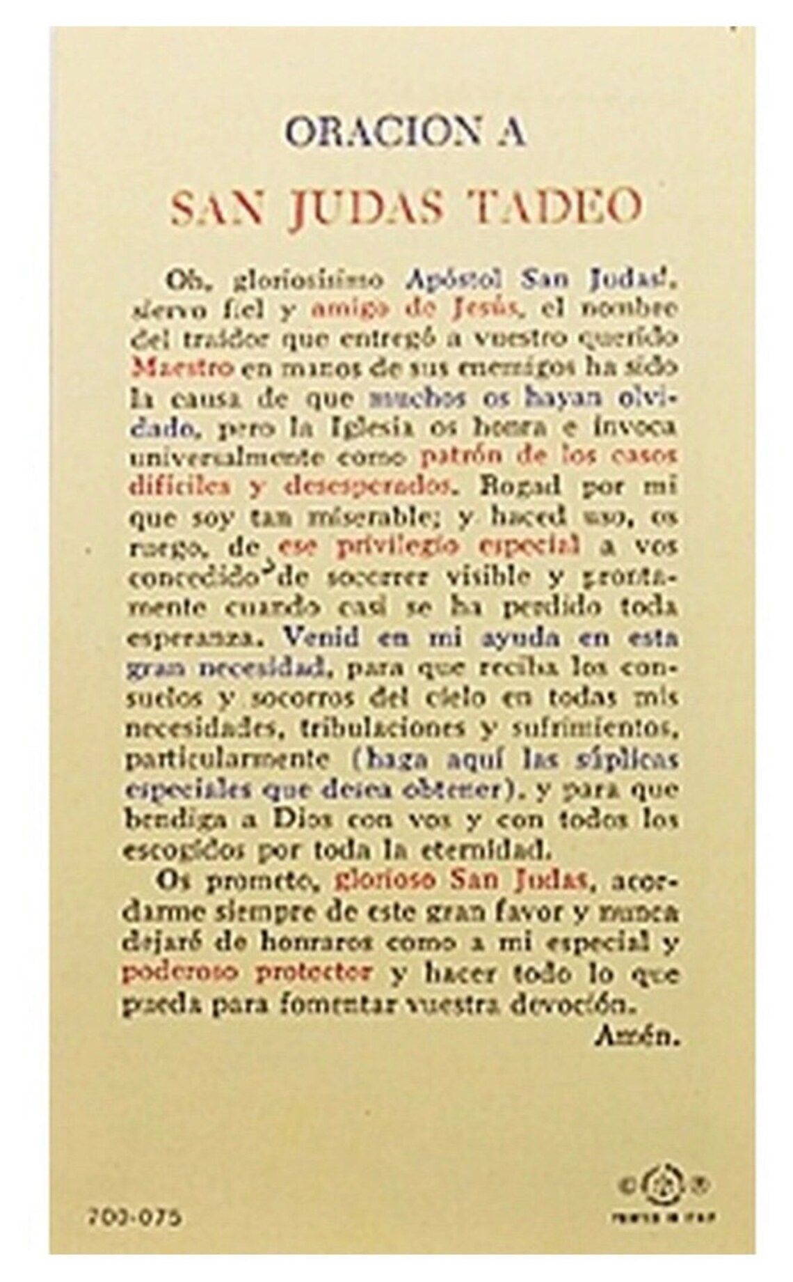 Saint Jude Spanish Prayer Card, Made in Italy - Etsy