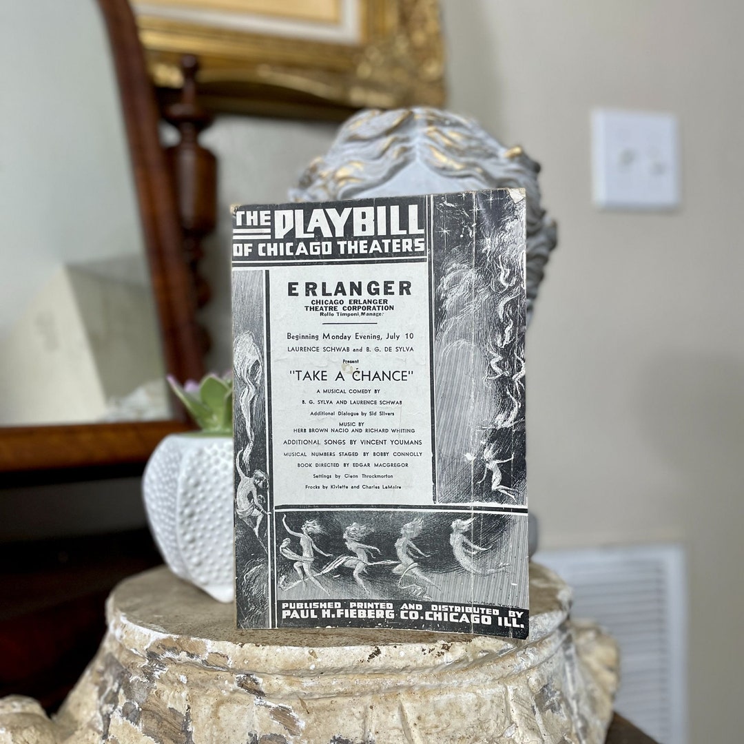 Vintage the Playbill of Chicago Theaters Erlanger Take a Chance Program ...