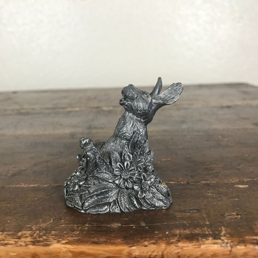Vintage Pewter Bunny Rabbit Figurine Statue M.A. Ricker - Etsy