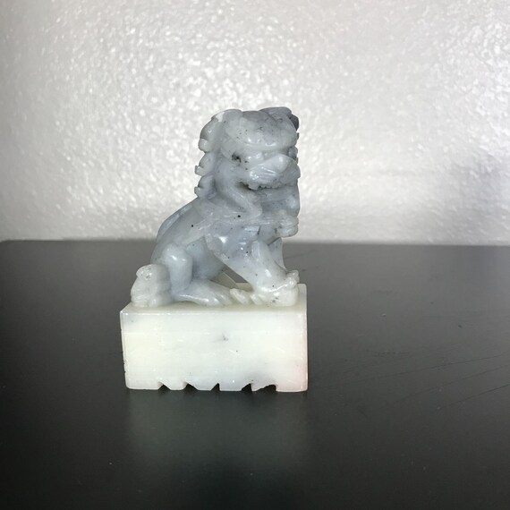Vintage Carved Gray Grey Quartz Chinese Foo Dog Figurine - Etsy