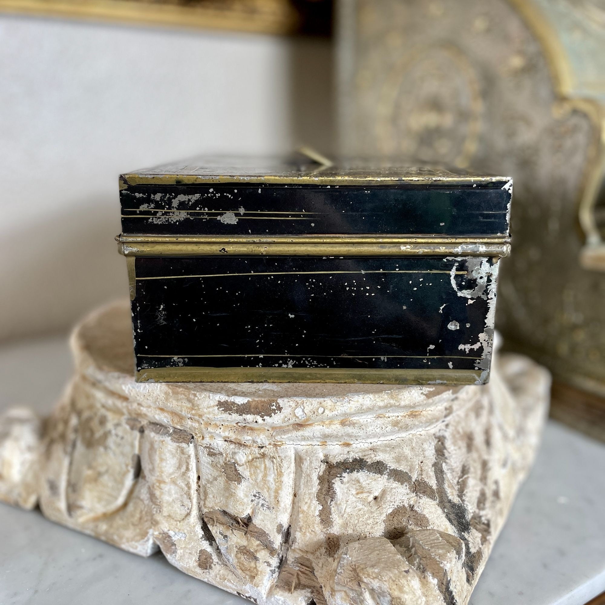 Antique Black & Gold Cash Box Lock Box Metal Money Storage Box - Etsy