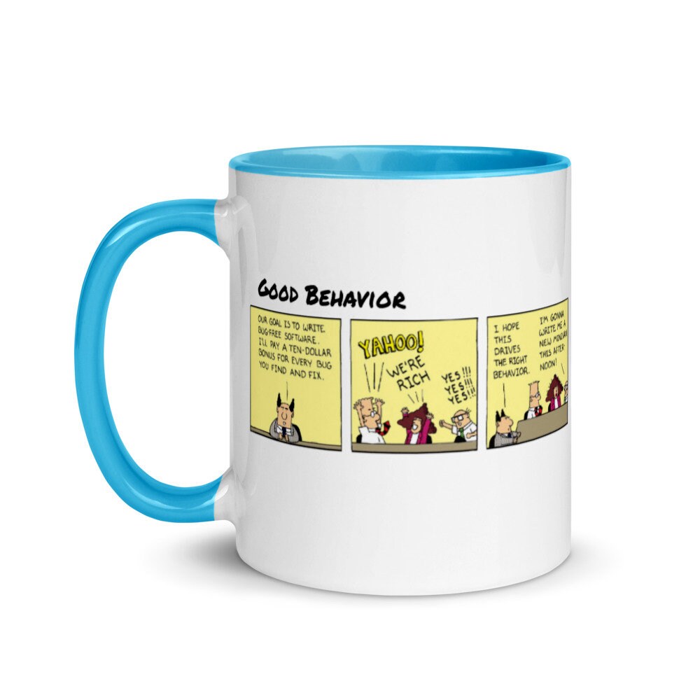 Dilbert Comic Strip - Good Behavior & Software Bug Metrics - Mug With ...